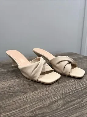 Shoes | Womens Cream Twist Slide Sandals | Poshmark